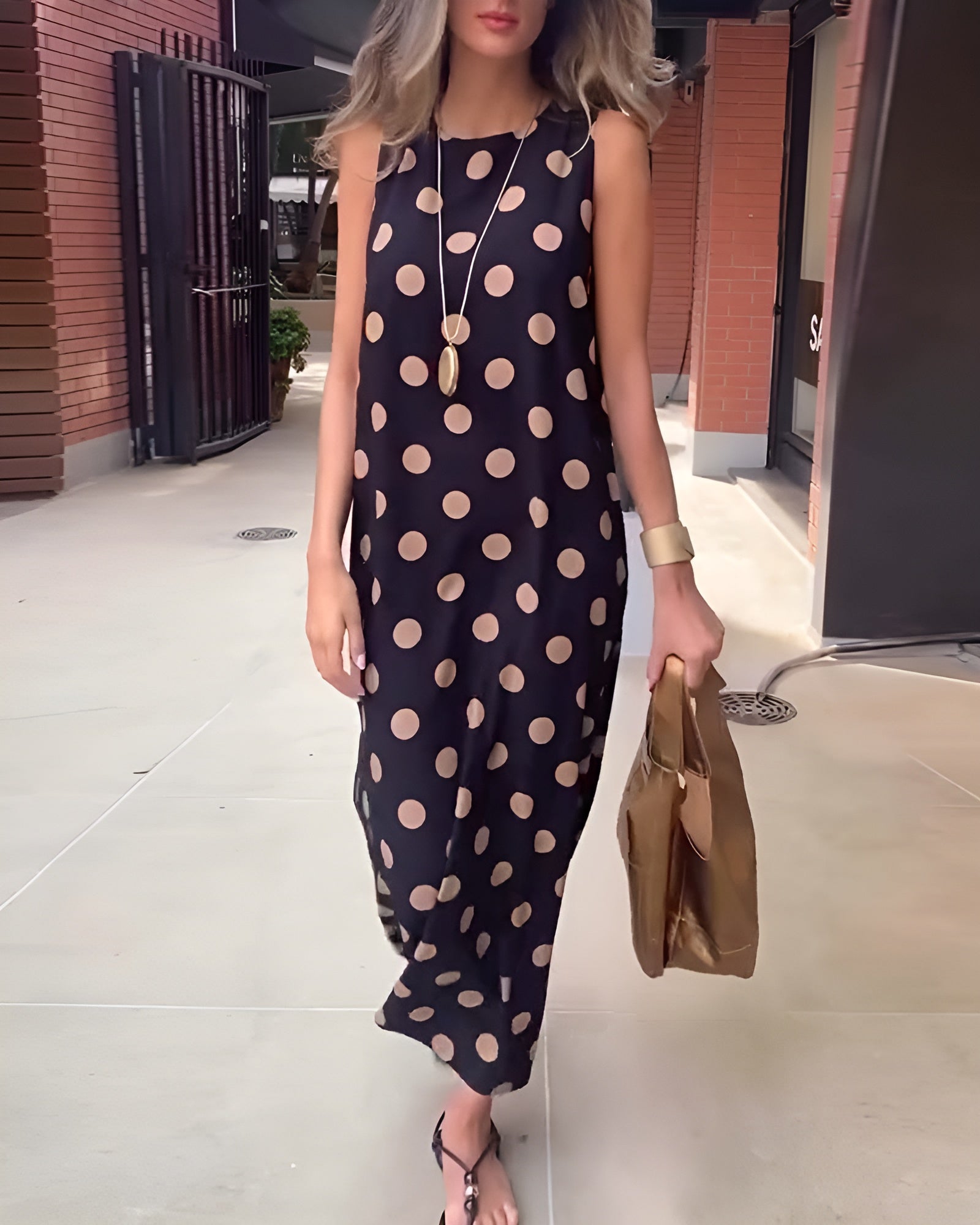 Roxane | Maxi dress with slit and polka dots – Wren Lorne New York